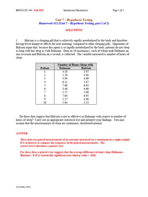 Sol Testing 2 Pdf P Value Statistical Significance