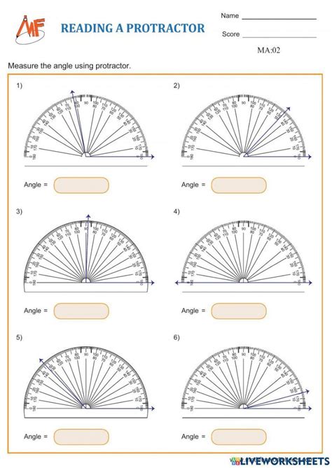 Measuring With A Protractor Worksheet Printable PDF Template