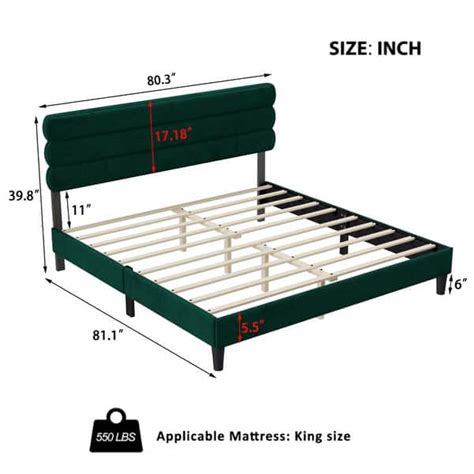 Sturdy Platform Bed With Wooden Slats Support King Bed Frame With