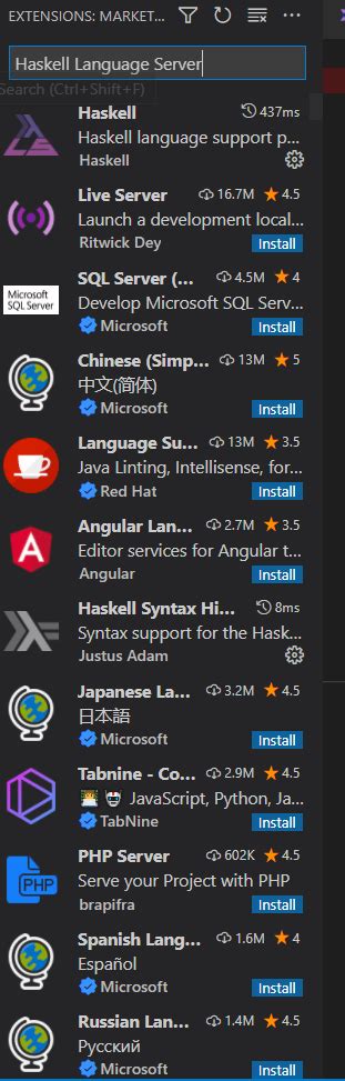 Haskell Language Server Not In Visual Studio Extensions Marketplace Haskell