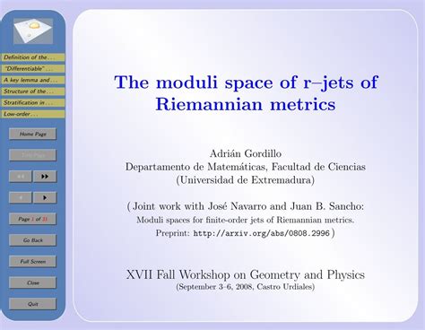 The Moduli Space Of Râ Jets Of Riemannian Metrics Ciem