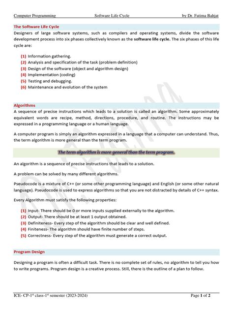 Software Life Cycle Download Free Pdf Algorithms Computer Programming
