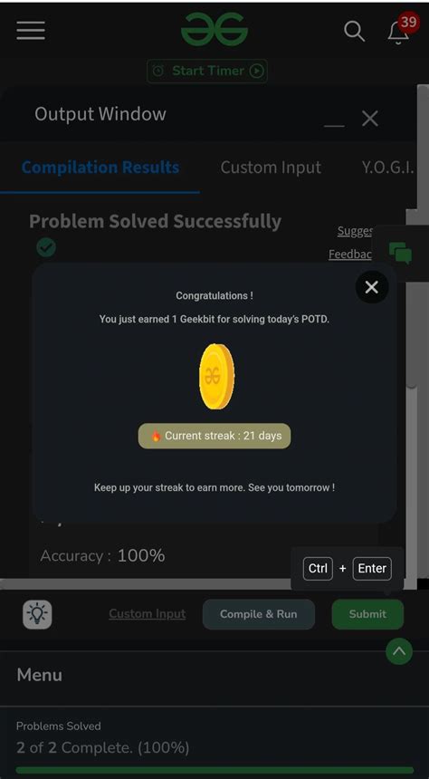 Yeshwanthraj G On Linkedin Gfg160 Geekstreak2024 Problemsolving Geeksforgeeks Coding