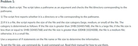 Solved Problem 1 Write A Bash Script The Script Takes A