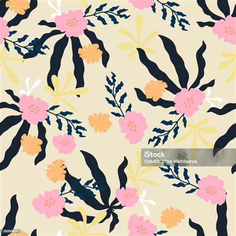 잎이 있는 추상적인 매끄러운 패턴 직물 배경 화면 엽서 포장지에 대한 벡터 이미지 0명에 대한 스톡 벡터 아트 및 기타 이미지 0명 꽃 식물 드로잉 Istock