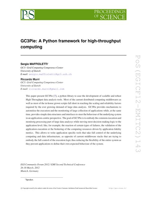 Pdf Gc3pie A Python Framework For High Throughput Computing