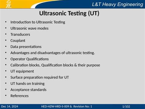Non Destructive Ultrasonic Testing Presentation Ppt
