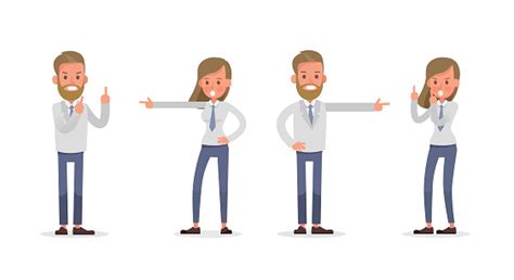 사업가 사업가 문자 벡터 디자인의 집합입니다 감정과 작업 다양 한 행동에 프레젠테이션입니다 감독에 대한 스톡 벡터 아트 및 기타