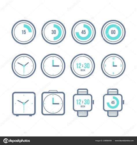 Vector Timers Set Variety Of The Clock Icons Modern Flat Style Stock Vector By ©iam Frukt