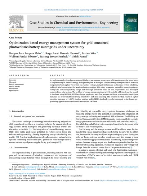 Pdf Optimization Based Energy Management System For Grid Connected Photovoltaic Battery