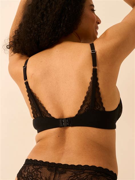 Eco Lace Triangle Bra Black Sustainable Tencel™ Underwear Stripe