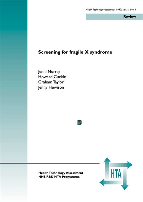 Pdf Screening For Fragile X Syndrome