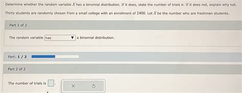 solved determine whether the random variable x has a binomial