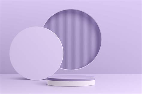 사실적인 보라색과 흰색 3d 실린더 받침대 연단과 기하학적 원 장면 배경 제품 무대 쇼케이스 프로모션 디스플레이를위한 최소한의 장면 벡터 기하학적 플랫폼 추상적인 방입니다
