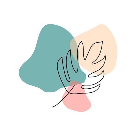 낙서 나무 잎 자리 라인 추상 자연 배경입니다 하나의 선 벡터 일러스트 레이 션 프리미엄 벡터