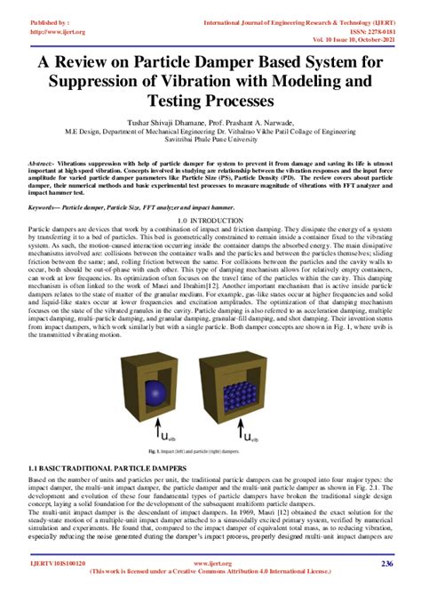 pdf a review on particle damper based system for suppression of