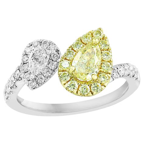 Mixed Cut White And Yellow Diamond Toi Et Moi Ring 18k Mix Gold For