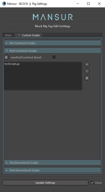 Custom Scripts Mansur Rig Documentation