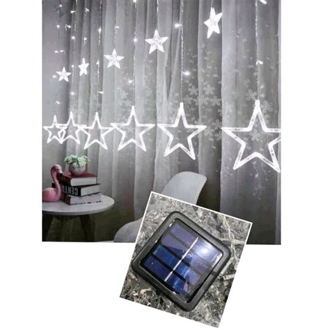 Αδιάβροχη Ηλιακή Led Κουρτίνα με 12 Φωτιζόμενα Αστέρια Θερμό και Ψυχρό Λευκό Φως Playspot
