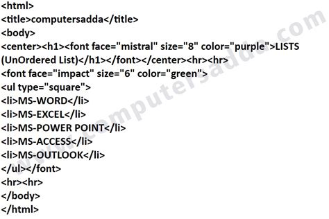 Html Telugu Tutorials Part 9 Lists Tag With Attributes Un