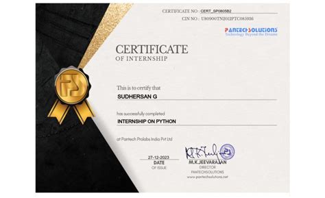 sudhersan g on linkedin python internshipcompletion