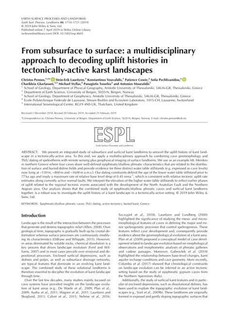 Pdf From Subsurface To Surface A Multidisciplinary Approach To Decoding Uplift Histories In