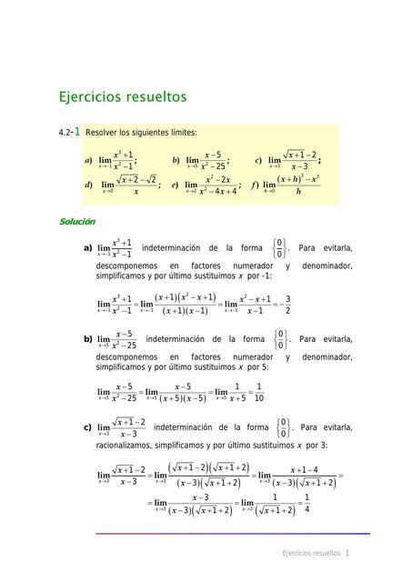 Ejercicios Resueltos De Limites 2 Jaime Udocz