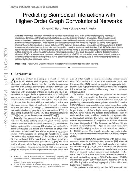 Predicting Biomedical Interactions With Higher Order Graph Convolutional Networks Deepai
