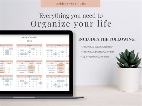 Editable Excel Calendar Personalized Spreadsheet Template Goal Event Manager Etsy