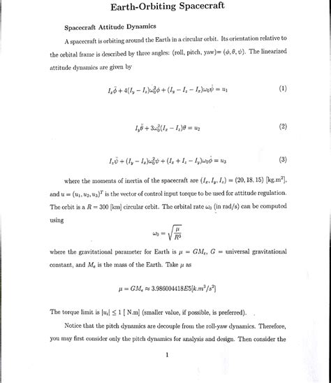 Earth Orbiting Spacecraft Spacecraft Attitude