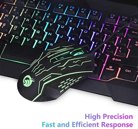 Bakth Multiple Color Led Rainbow Backlit Wired Gaming Keyboard And Mouse Combo Computers And Tech