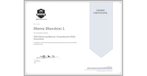 Completion Certificate For Css And Bootstrap Mastery Comprehensive