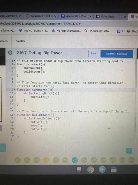 Need Help With Coding With Karel Debugbig Tower Rcodehs
