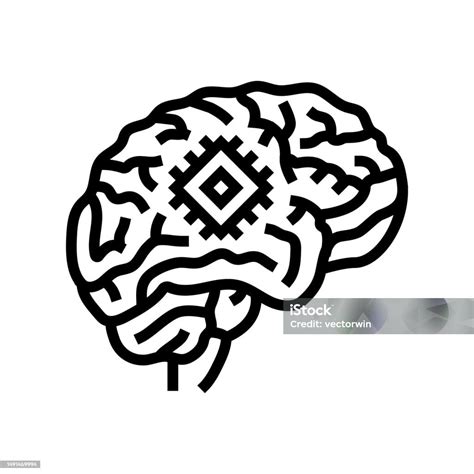 인공 뇌 임플란트 미래 기술 라인 아이콘 벡터 일러스트레이션 과학에 대한 스톡 벡터 아트 및 기타 이미지 과학 뇌 데이터