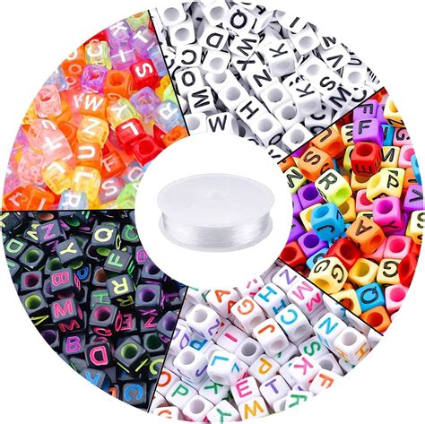 Augshy 1400pcs 5 Color Cube Alphabet Beads Bracelet Letter