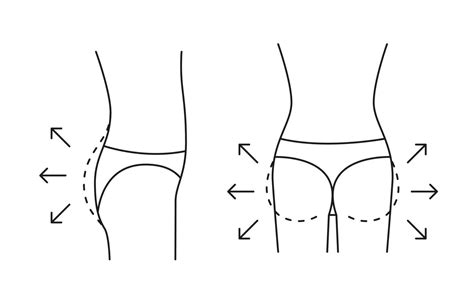 Buttock Increase Of Woman Shape Butt With Arrow And Contour Line Icon