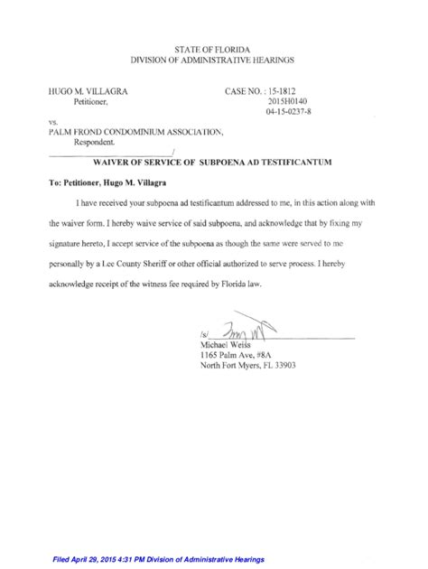 Fillable Online Subpoena Ad Testificandum Form Fax Email Print Pdffiller