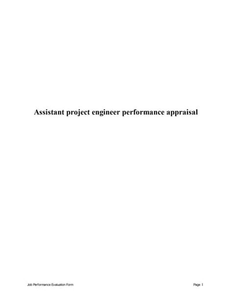 Assistant Project Engineer Performance Appraisal Docx