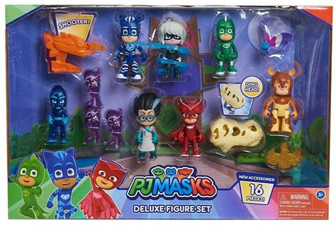 New Pj Masks Deluxe 16 Piece Figure Set Armadylan Luna Moth Dino Mask