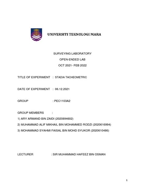 Group 2 Lab 4 Stadia Tachometric Topographic Maps Pdf Surveying