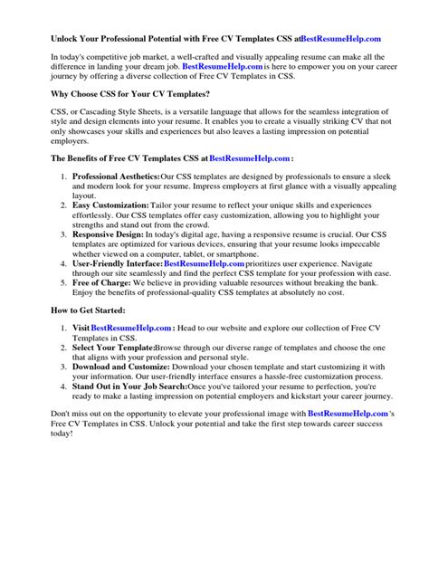 Free Cv Templates Css Pdf Bootstrap Front End Framework Résumé