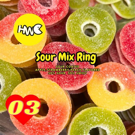 💚 Sour Mix Ring Halal Gummi Candy Gula Gula Apple Strawberry Peach