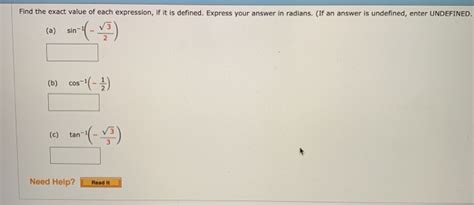 Solved Find The Exact Value Of Each Expression If It Is Chegg Com