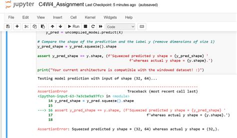 Assertionerror Squeezed Predicted Y Shape 32 64 Whereas Actual Y