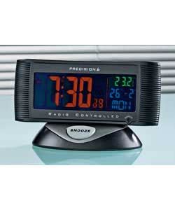 Precision Radio Controlled LCD 3 Colour Display Alarm Clock Review Compare Prices Buy Online