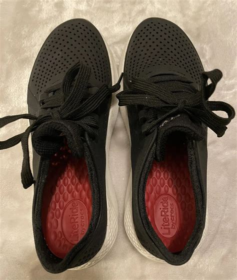 Crocs Pacer Literide Black Lace Up Tennis Shoe Womens Size 6 Ebay