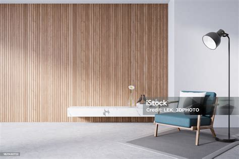 로프트 인테리어 디자인 시멘트 바닥재가 있는 나무 벽에 녹색 의자 3d 렌더링 0명에 대한 스톡 사진 및 기타 이미지 0명 Lcd Tv 스탠드 Istock