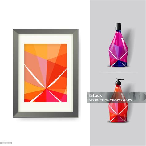 브랜드와 제품 디자인에 대 한 서식 파일 이랑입니다 격리 된 현실적인 플라스틱 병 디스펜서 스프레이와 독특한 기하학적 디자인