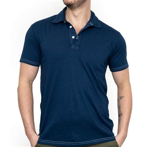 Navy Blue Cotton Jersey Polo Shirt T Shirt Classic Comfort By Blade