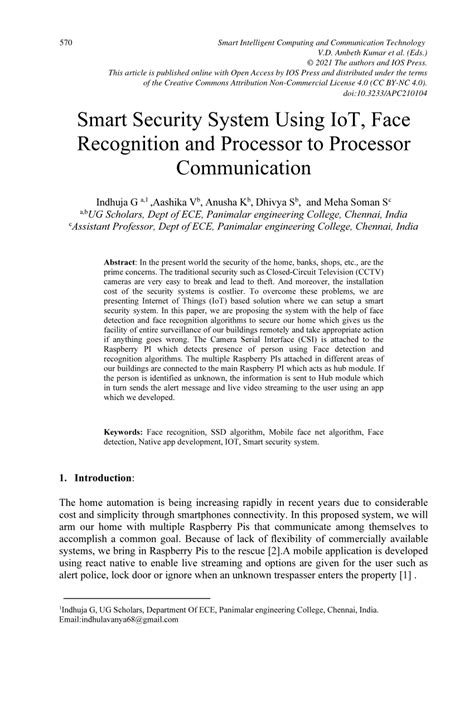 Pdf Smart Security System Using Iot Face Recognition And Processor